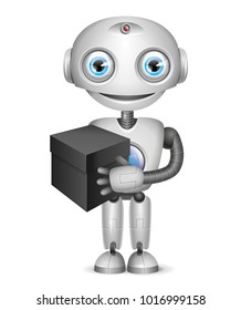 Cute Blue Robot Holding Blank Square Stock Illustration 2063769611 ...