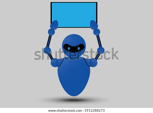 Robot Holds Sign Stock Vector (Royalty Free) 1912288273