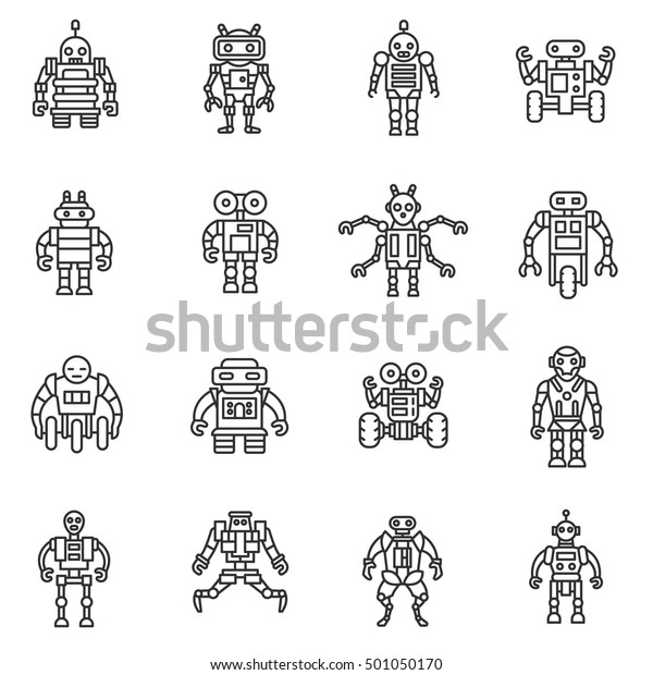 Robot Icons Set Bot Symbols Collection Stock Vector (Royalty Free ...