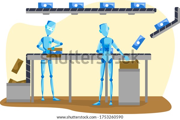 Robot People Vector Illustration Cartoon Flat Stock Vector (Royalty ...
