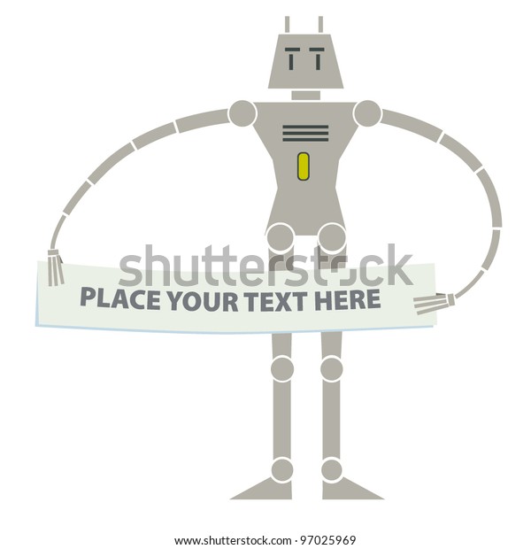 Robot Placard Place Your Own Text Stock Vector (Royalty Free) 97025969 ...
