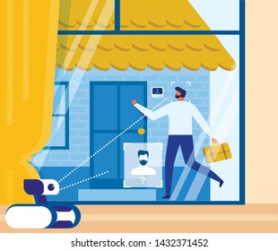 Robot Scanning Determining Person Identity Cartoon Stock Vector ...