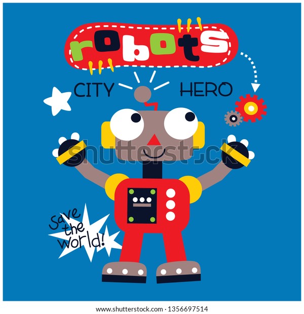 Robot Superhero Funny Cartoonvector Illustration Stock Vector (Royalty ...