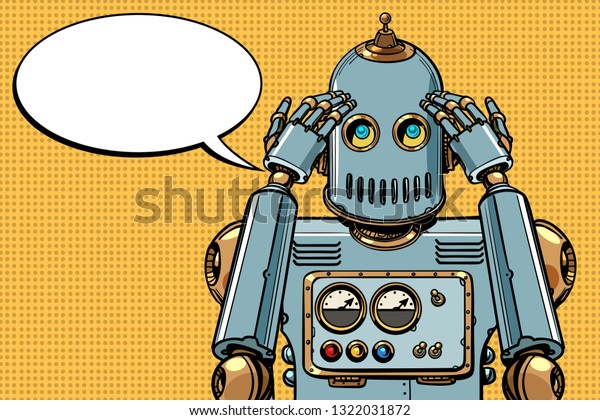 Robot Thinks Thinker Pop Art Retro Stock Vector (Royalty Free ...