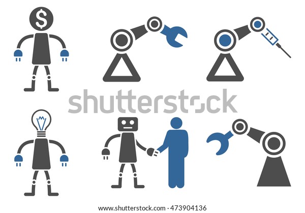 Robot Vector Icons Pictogram Style Bicolor Stock Vector (Royalty Free ...