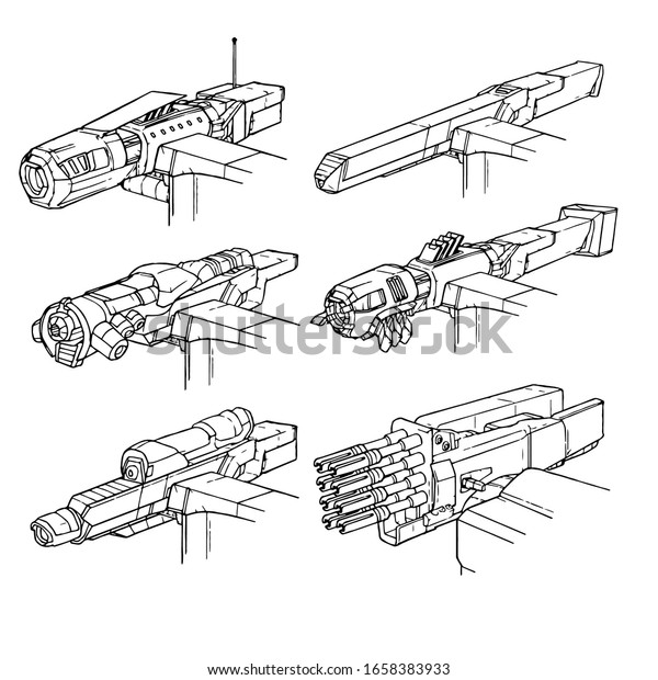 Robot Weapons Parts Vector Illustration Stock Vector (Royalty Free ...