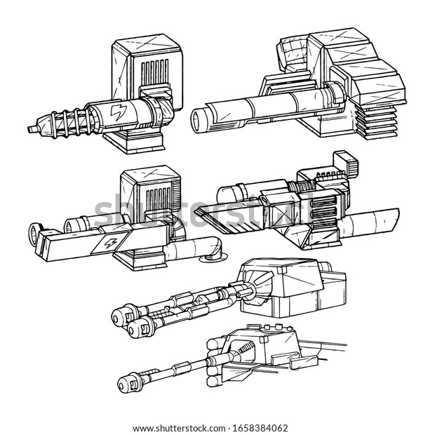 Robot Weapons Parts Vector Illustration Stock Vector (Royalty Free ...