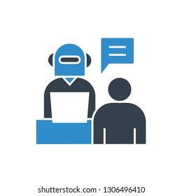 Robot Worker Interview Icon Stock Vector (Royalty Free) 1306496410 ...