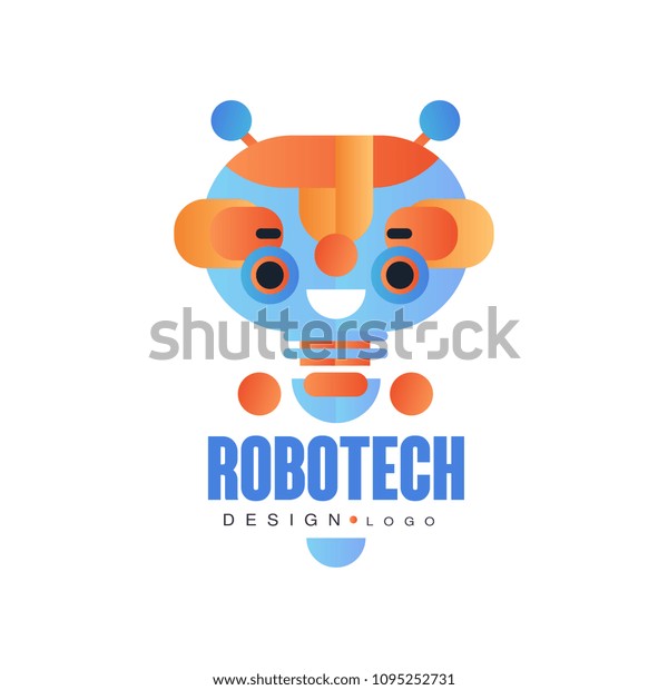 Robotech Logo Design Badge Friendly Robot Stock Vector (Royalty Free ...