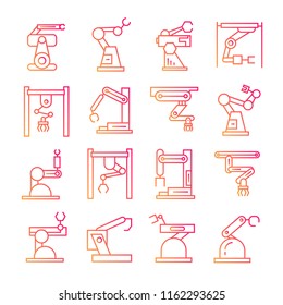 Robotic Arm Icons Manufacturing Process Red: เวกเตอร์สต็อก (ปลอดค่า ...