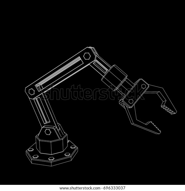 Robotic Arm Isolated On Black Background Stock Vector (Royalty Free ...