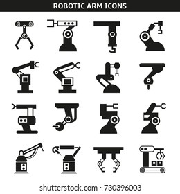 Robotic Arm Manufacturing Process Icons 스톡 벡터(로열티 프리) 730396003 ...