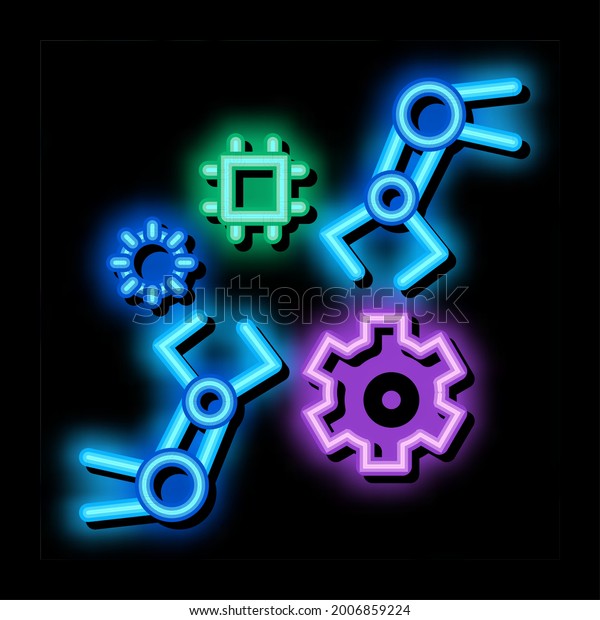 Robotic Arm Process Machine Learning Neon Stock Vector (Royalty Free ...