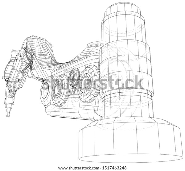 Robotic Arm Technical Wireframe Vector Rendering Stock Vector (Royalty ...