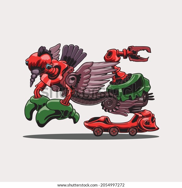 Robotic Bird Hand Draw Illustration Isolated Stock Vector (Royalty Free ...