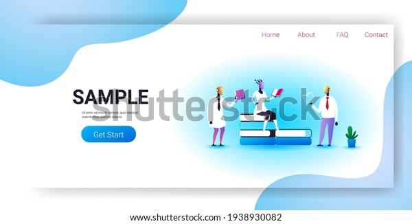 Robotic Characters Reading Books Artificial Intelligence Stock Vector ...