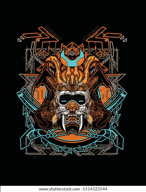Robotic Samurai Saber Tooth Tiger Sacred Stock Vector (Royalty Free ...