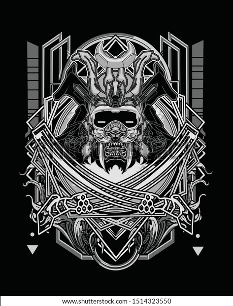 Robotic Samurai Saber Tooth Tiger Sacred Stock Vector (Royalty Free ...