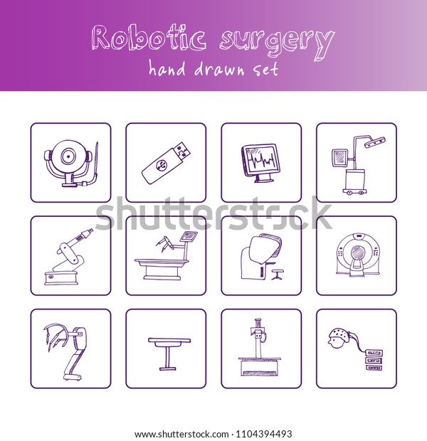 Robotic Surgery Hand Drawn Doodle Set Stock Vector (Royalty Free ...