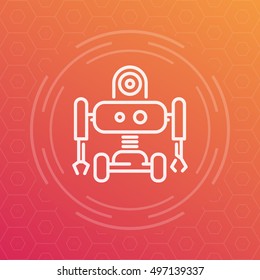 Robotics Line Icon Robot Pictogram Isolated Stock Vector (Royalty Free ...
