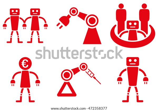 Robotics Vector Icons Pictogram Style Red Stock Vector (Royalty Free ...