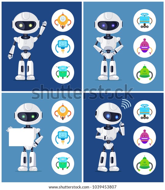 Robots Collection Icons Humanoids Robots Set Stock Vector (Royalty Free ...