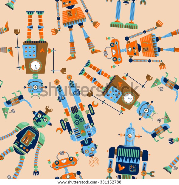 Robots Different Shapes Multiple Collors Seamless: стоковая векторная ...
