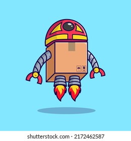 Robox Flying Robot Character Box Illustration Stock Vector (Royalty ...