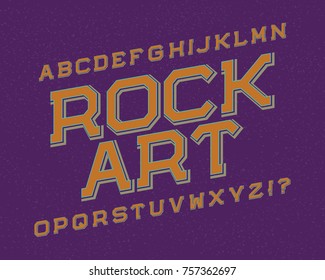 Vektor Stok Rock Art Typeface Retro Font Isolated (Tanpa Royalti ...