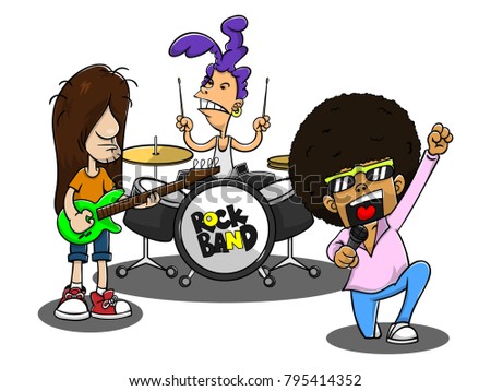 Rock Band Perform Cartoon Vector 库存矢量图（免版税） 795414352 - Shutterstock