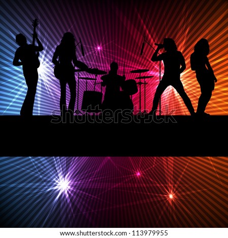 Rock Band Vector Background Neon Lights Stock Vector (Royalty Free ...