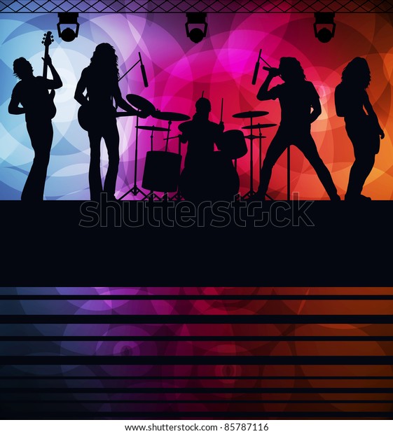Rock Band Vector Background Neon Lights Stock Vector (Royalty Free ...