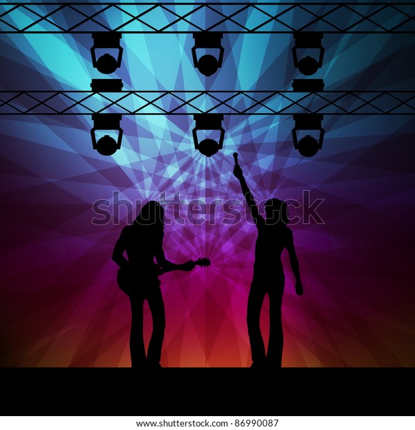 Rock Band Vector Background Neon Lights Stock Vector (Royalty Free ...