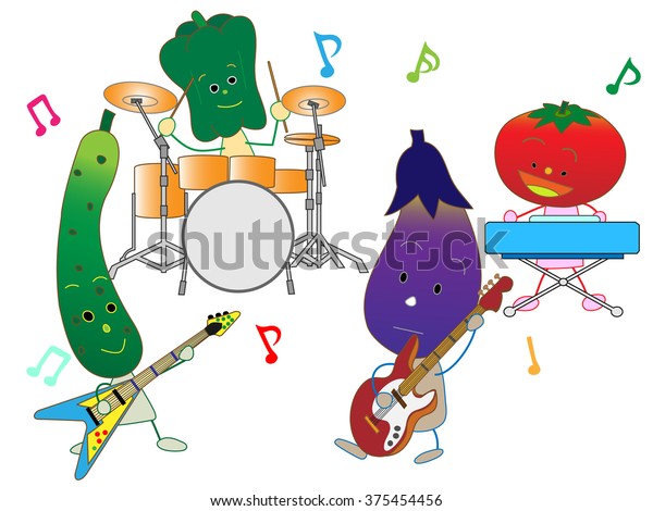 Rock Band Vegetables Stock Vector (Royalty Free) 375454456
