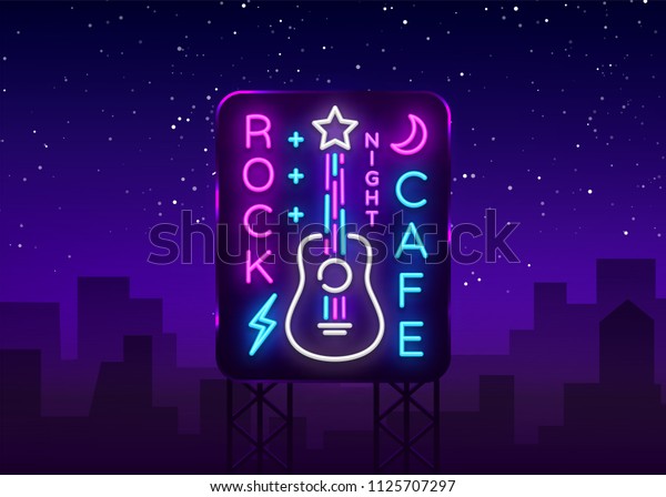 Rock Cafe Logo Neon Vector Rock Stock Vector (Royalty Free) 1125707297 ...