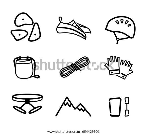 Rock Climbing Equipment Vector Set Icons Stock Vector (Royalty Free ...