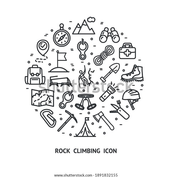 Rock Climbing Sign Round Design Template Stock Vector (Royalty Free ...