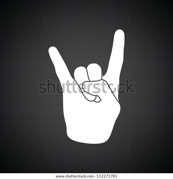 Rock Hand Icon Black Background White Stock Vector (Royalty Free ...