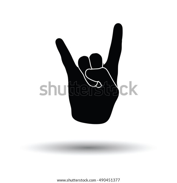 Rock Hand Icon White Background Shadow Stock Vector (Royalty Free ...