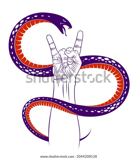 Rock Hand Sign Aggressive Snake Hot Stock Vector (Royalty Free ...