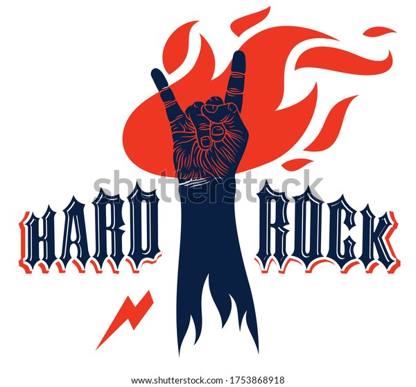 Rock Hand Sign On Fire Hot Stock Vector (Royalty Free) 1753868918 ...