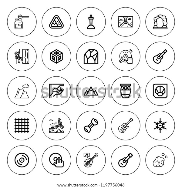 Rock Icon Set Collection 25 Outline Stock Vector (Royalty Free ...