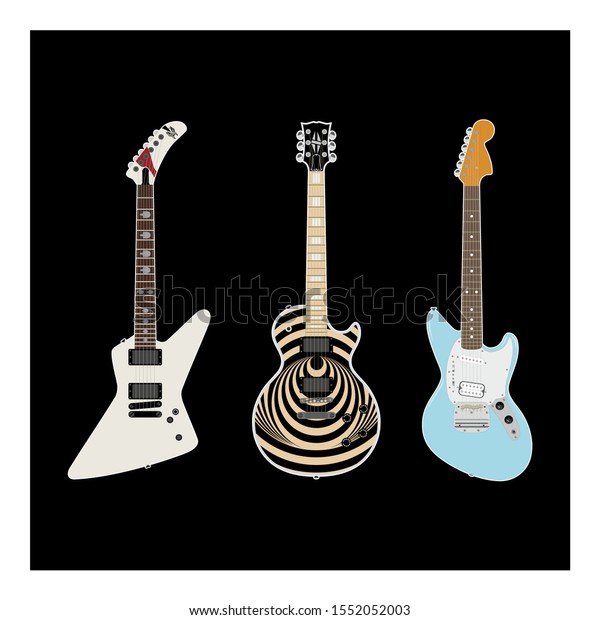 Rock Metal Guitars Set Isolated On Stock Vector (Royalty Free ...