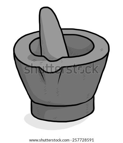 Rock Mortar Pestle Cartoon Vector Illustration เวกเตอร์สต็อก (ปลอดค่า ...