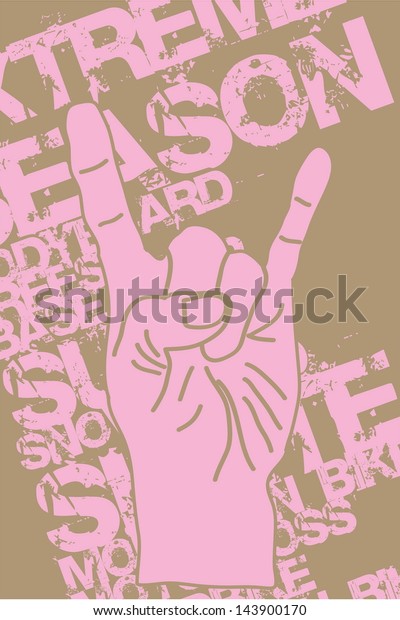 Rock Music Hand Sing Vector Art Stock Vector (Royalty Free) 143900170 ...