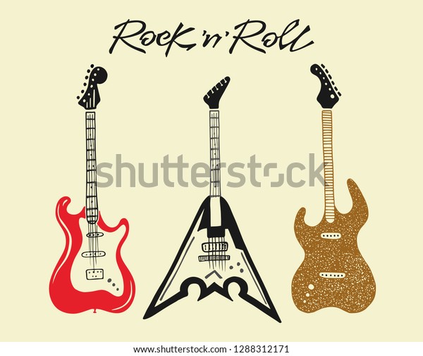 Rock N Roll Guitars Collection Vector Stock Vector (Royalty Free ...