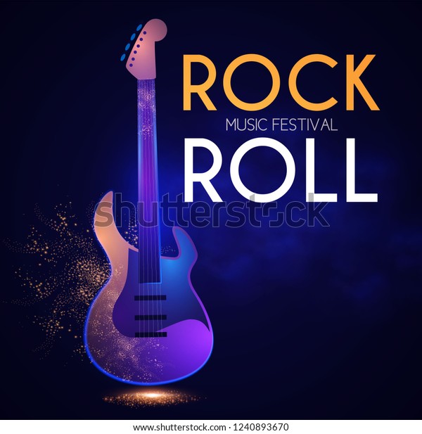 Rock N Roll Poster Template Electric Stock Vector (Royalty Free ...