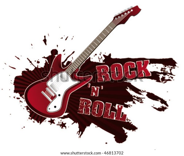 Rock N Roll Red Guitar Stock Vector (Royalty Free) 46813702