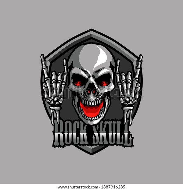 Rock N Roll Skull Mascot Logo Stock Vector (Royalty Free) 1887916285 ...