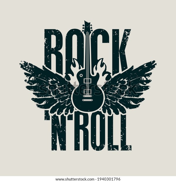 Rock N Roll Vector Banner Logo Stock Vector (Royalty Free) 1940301796